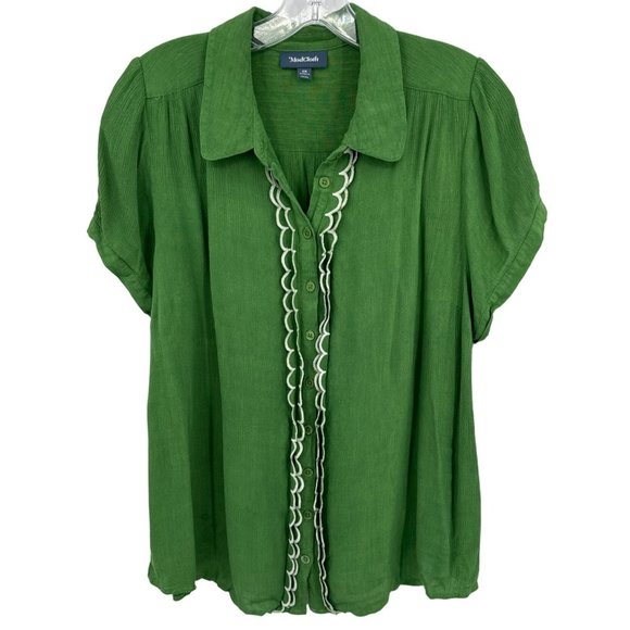 Modcloth | Tops | Modcloth Blouse Womens Size X Scallop Trim Button ...
